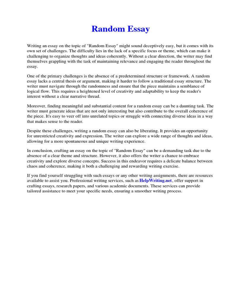 Random Essay | PDF | Essays | Beowulf