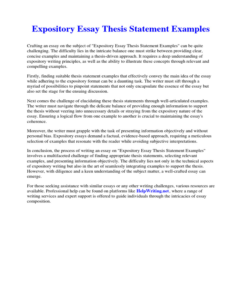 Expository Essay Thesis Statement Examples | PDF | Learning | Essays