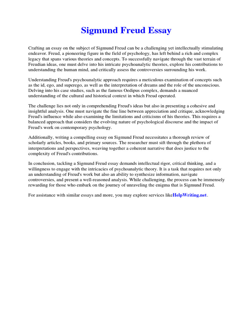 Sigmund Freud Essay | PDF