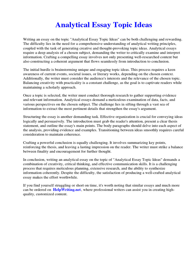 Analytical Essay Topic Ideas | PDF | Social Media | Popular Culture ...