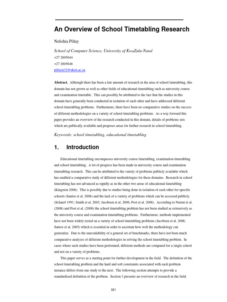 School Timetabling Research | PDF | Genetic Algorithm | Systems Analysis