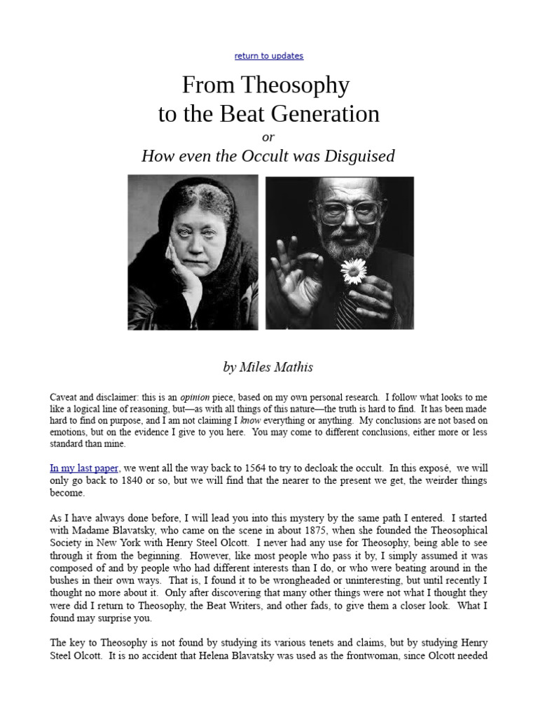 Theosophy and Its Hidden Origins | PDF | Allen Ginsberg | Helena Blavatsky