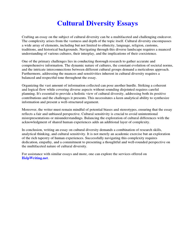 Cultural Diversity Essays | PDF | Sql | Databases