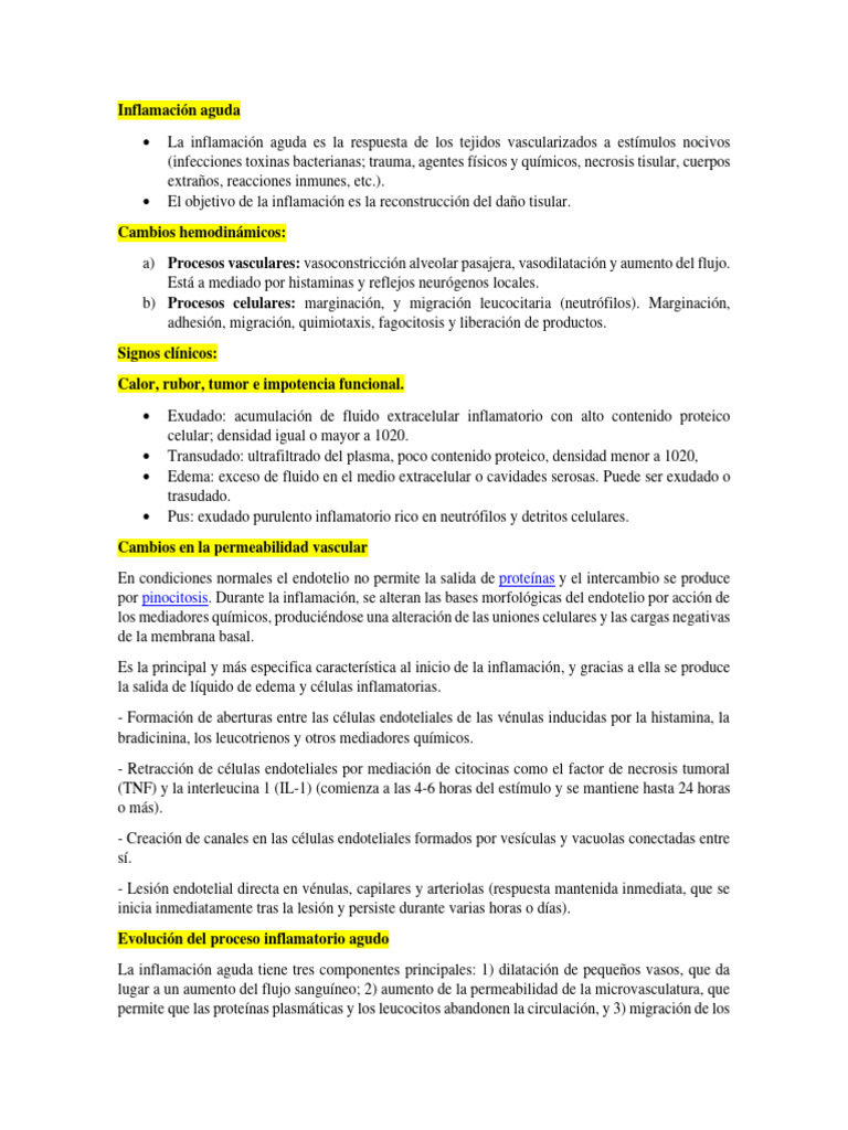 Inflamación Aguda: Proceso y Características | PDF | Inflamación | Anatomía