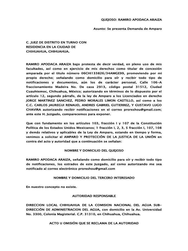 AMPARO RAMIRO APODACA ARAIZA Cornelius Peters Wolf | PDF | Caso de ley ...
