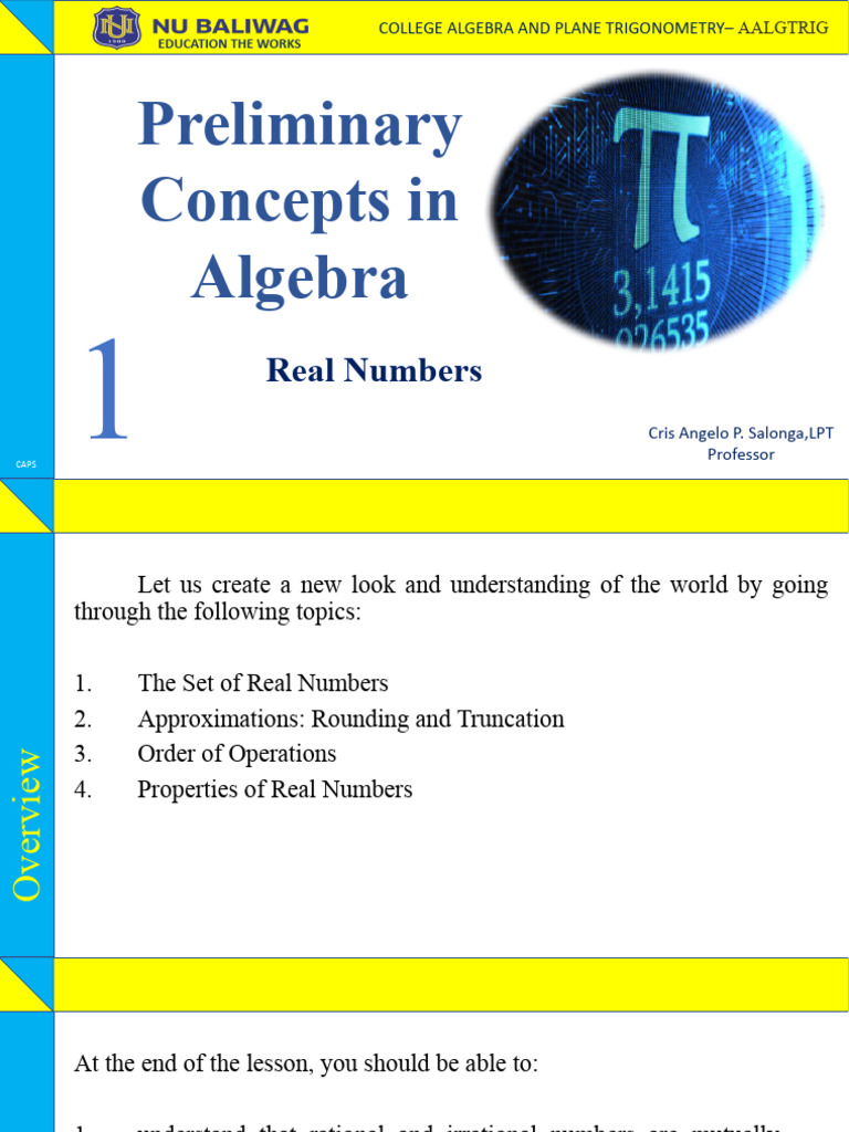 Understanding Real Numbers in Algebra | PDF | Numbers | Real Number