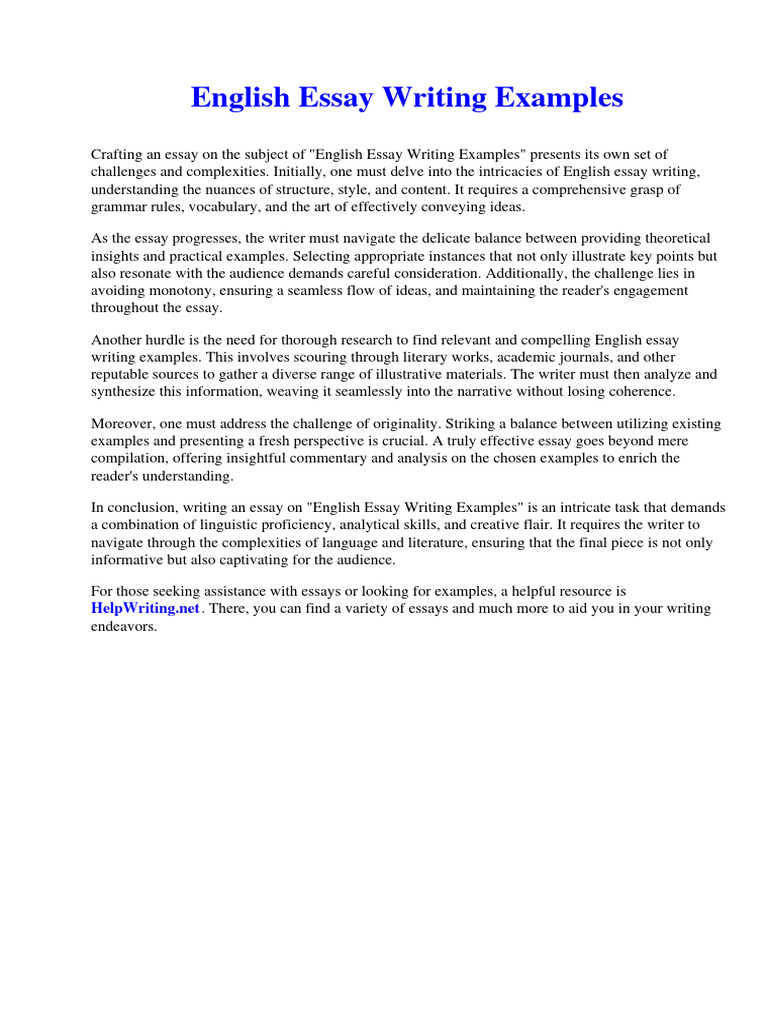 English Essay Writing Examples | PDF | Glaucoma | Adolescence