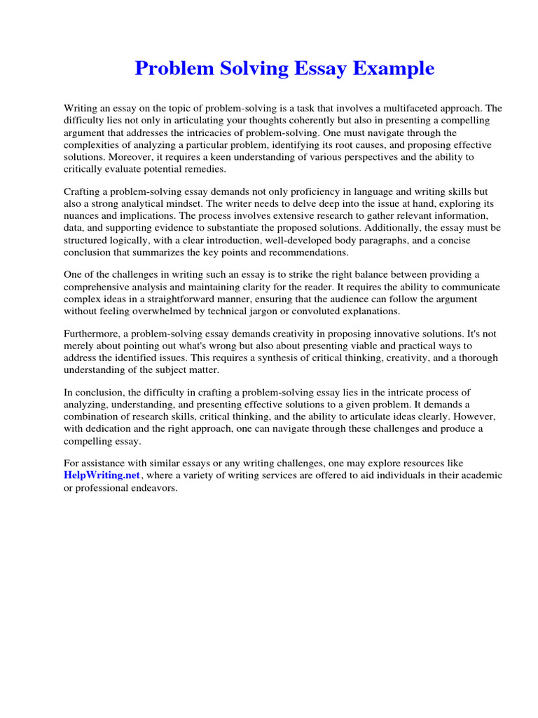Problem Solving Essay Example | Download Free PDF | Epilepsy | Essays