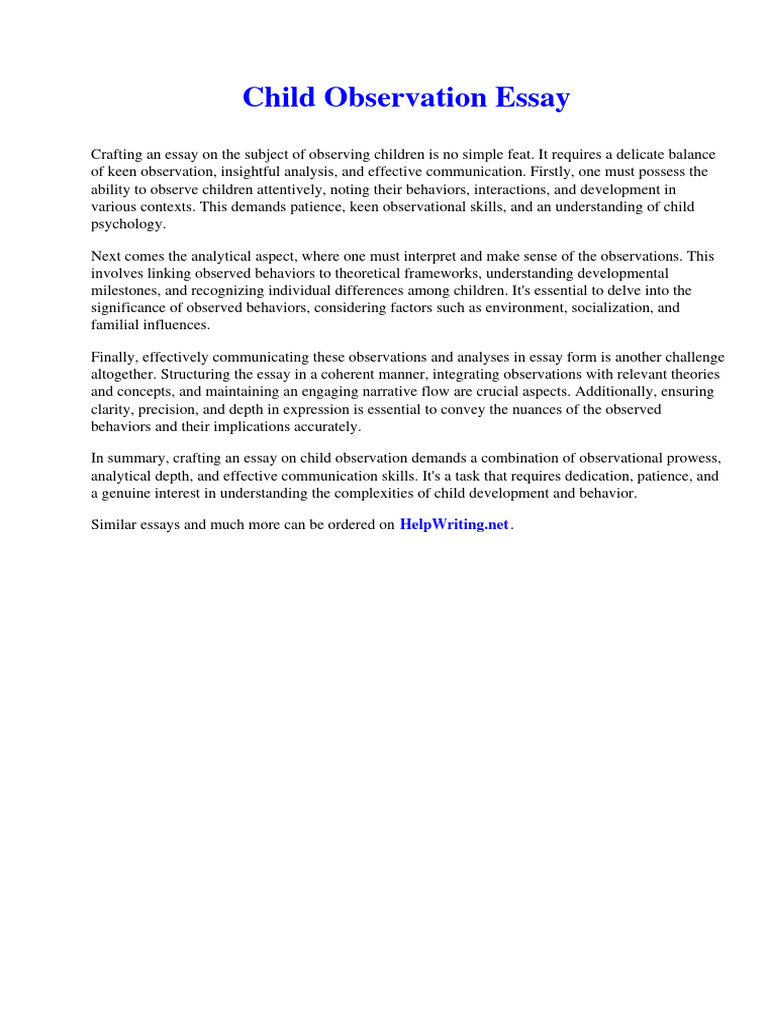 Child Observation Essay | PDF | Data | Data Mining