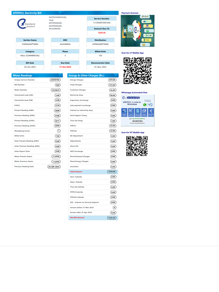 Apepdcl Bill | PDF