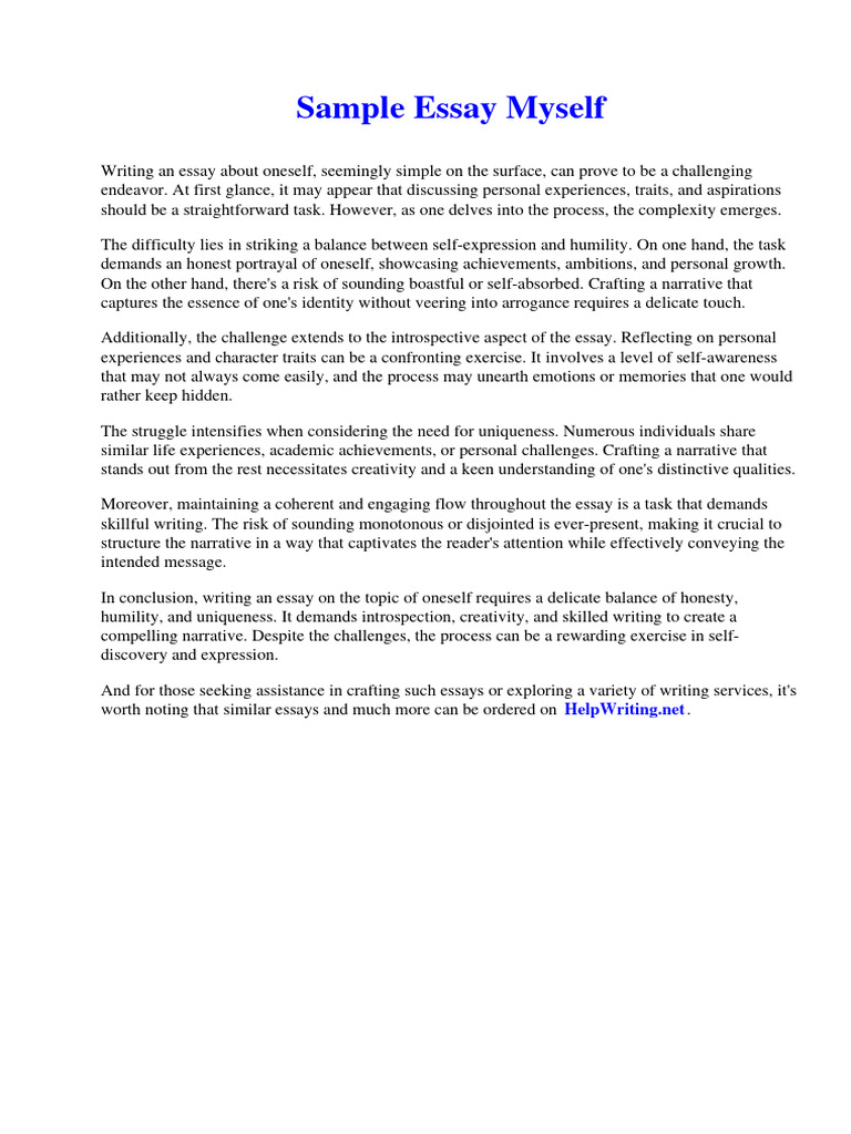Sample Essay Myself | PDF