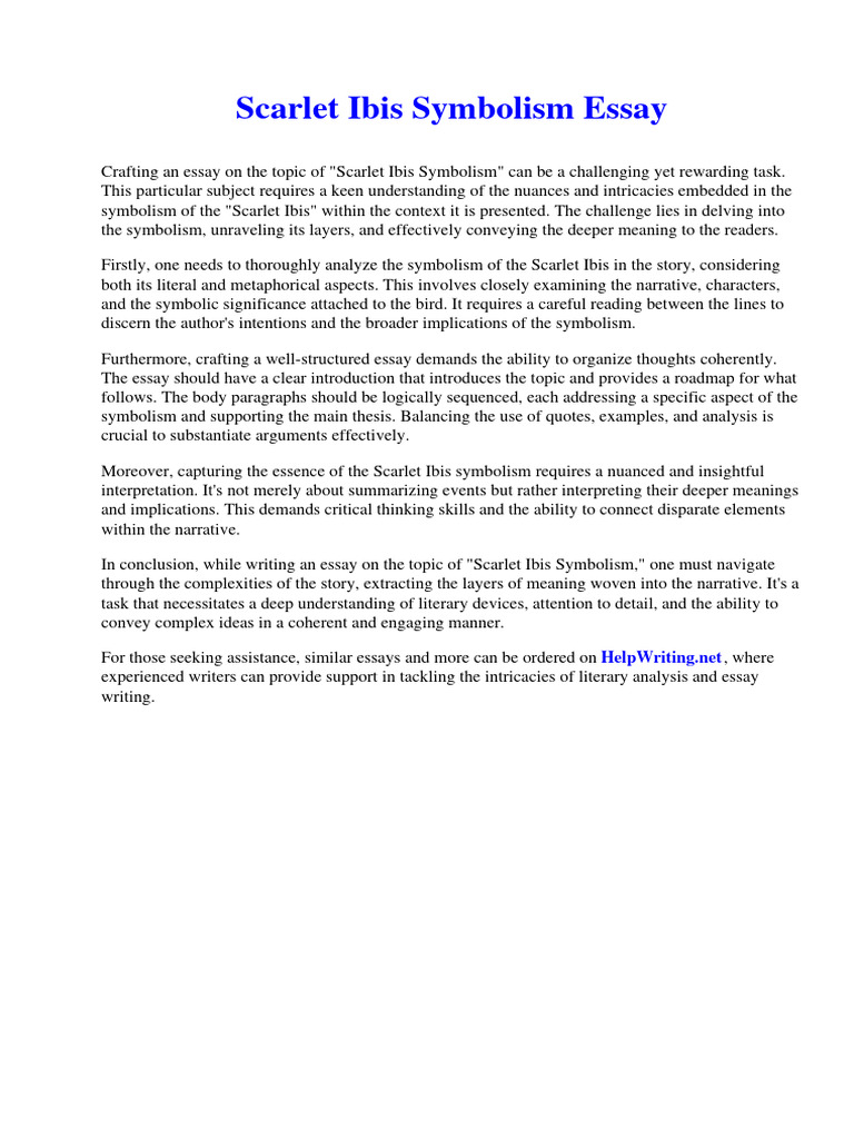 Scarlet Ibis Symbolism Analysis Guide | PDF | Essays | Dystopia