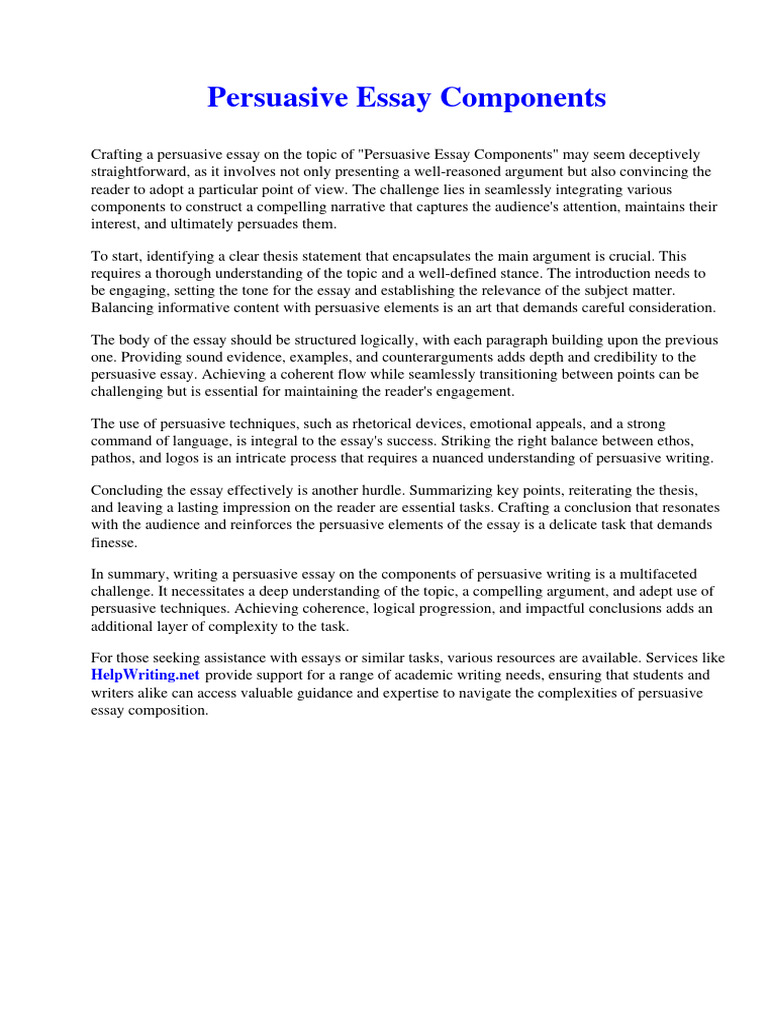 Persuasive Essay Components | PDF | Essays | Prosecutor
