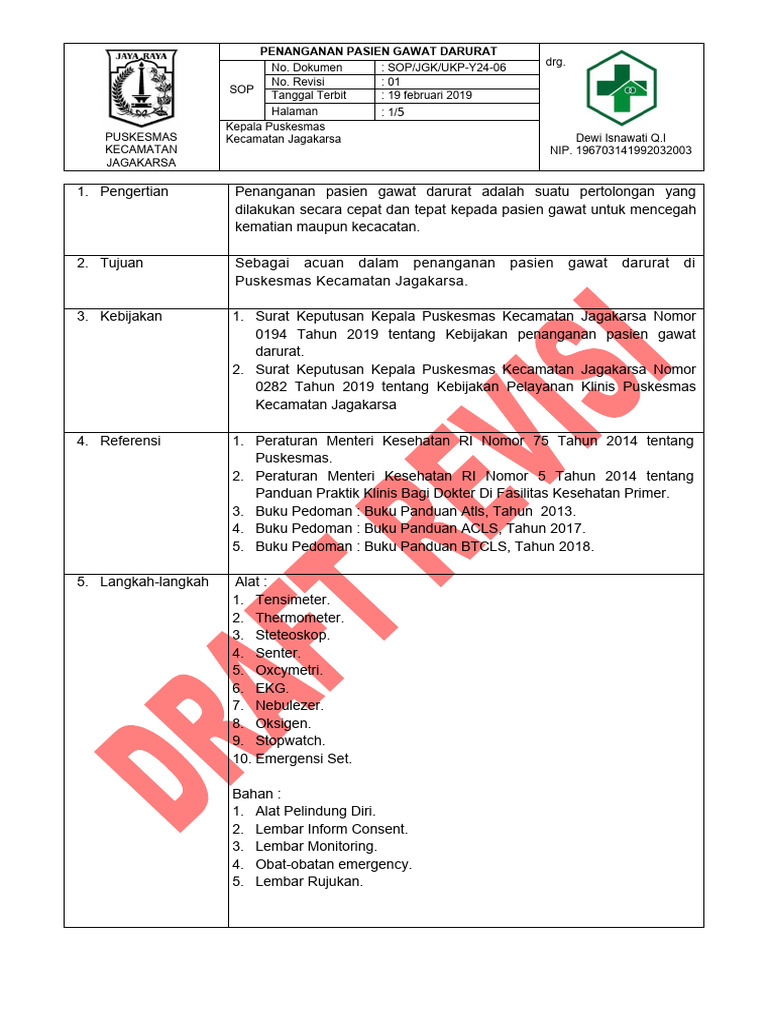 Y24. SOP Penanganan Pasien Gawat Darurat | PDF