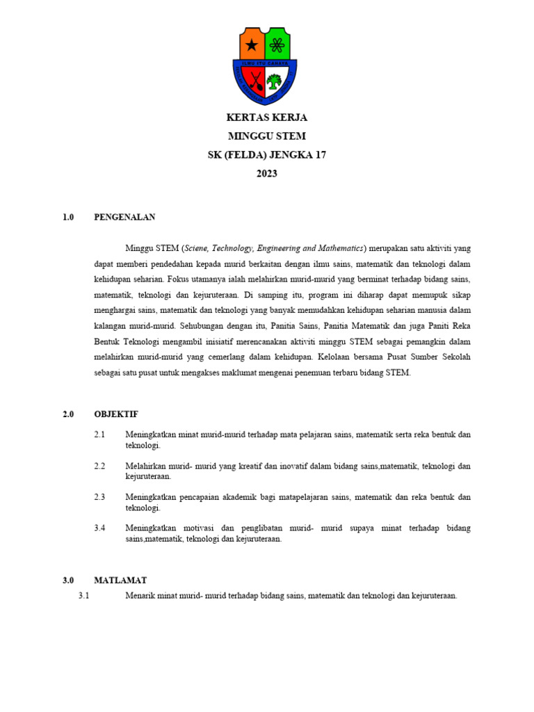 Kertas Kerja Minggu Stem | PDF