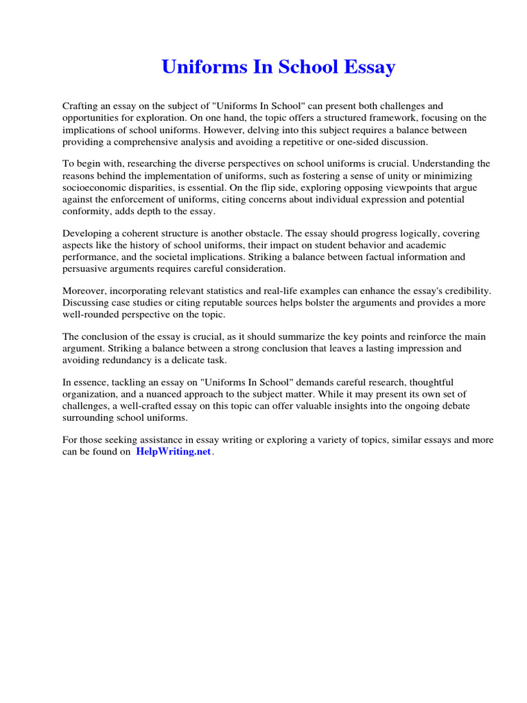 Uniforms in School Essay | PDF