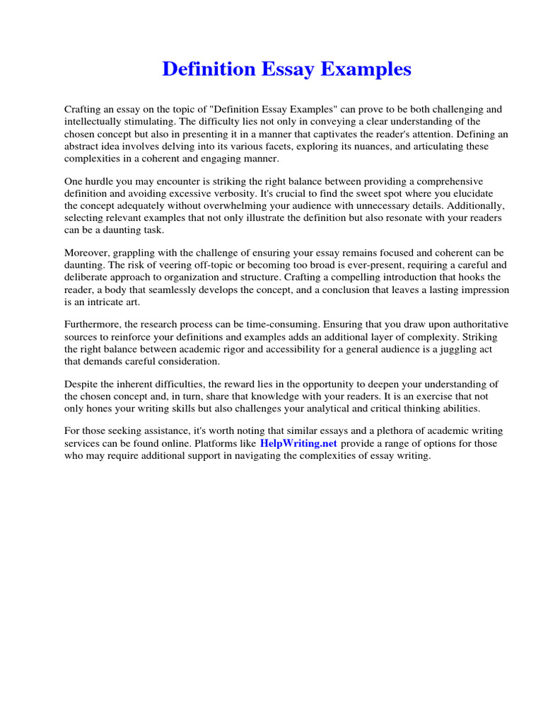 Definition Essay Examples | PDF | Diet (Nutrition) | Diet & Nutrition