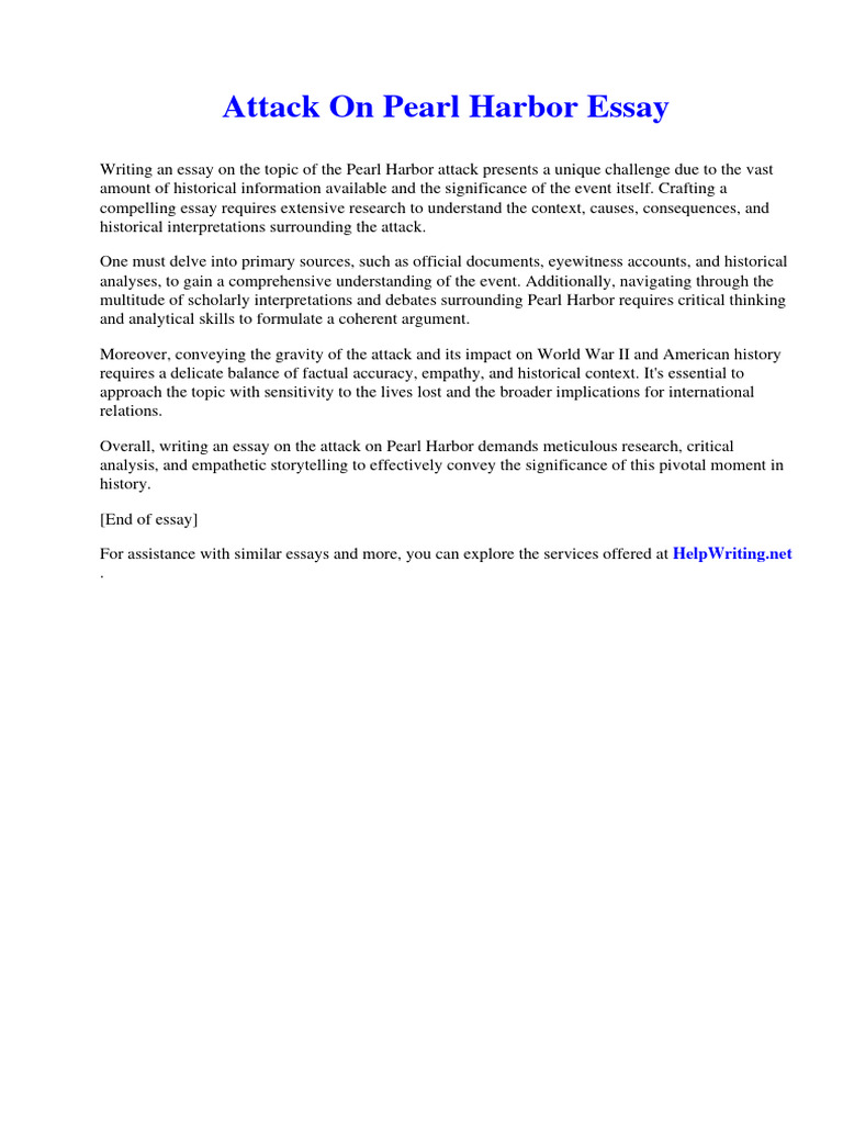 Attack On Pearl Harbor Essay | PDF