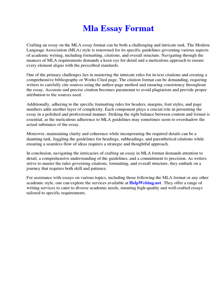 Mla Essay Format Pdf Citation 5549