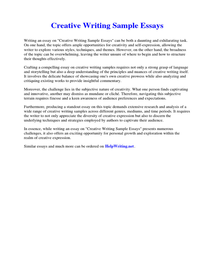 Creative Writing Sample Essays | PDF