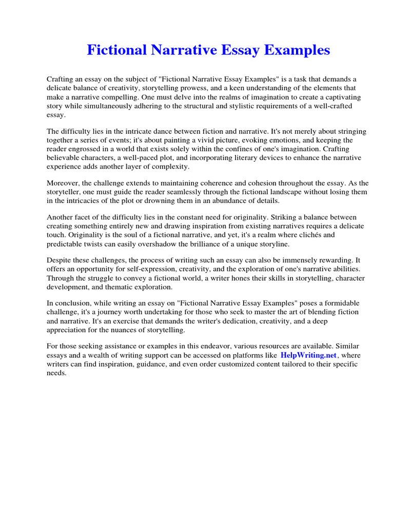 Fictional Narrative Essay Examples | Download Free PDF | Narrative ...