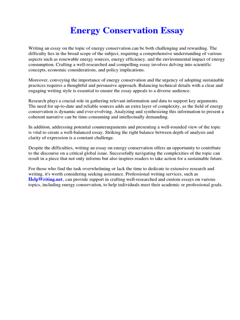 Energy Conservation Essay | PDF | Shylock | Energy Conservation
