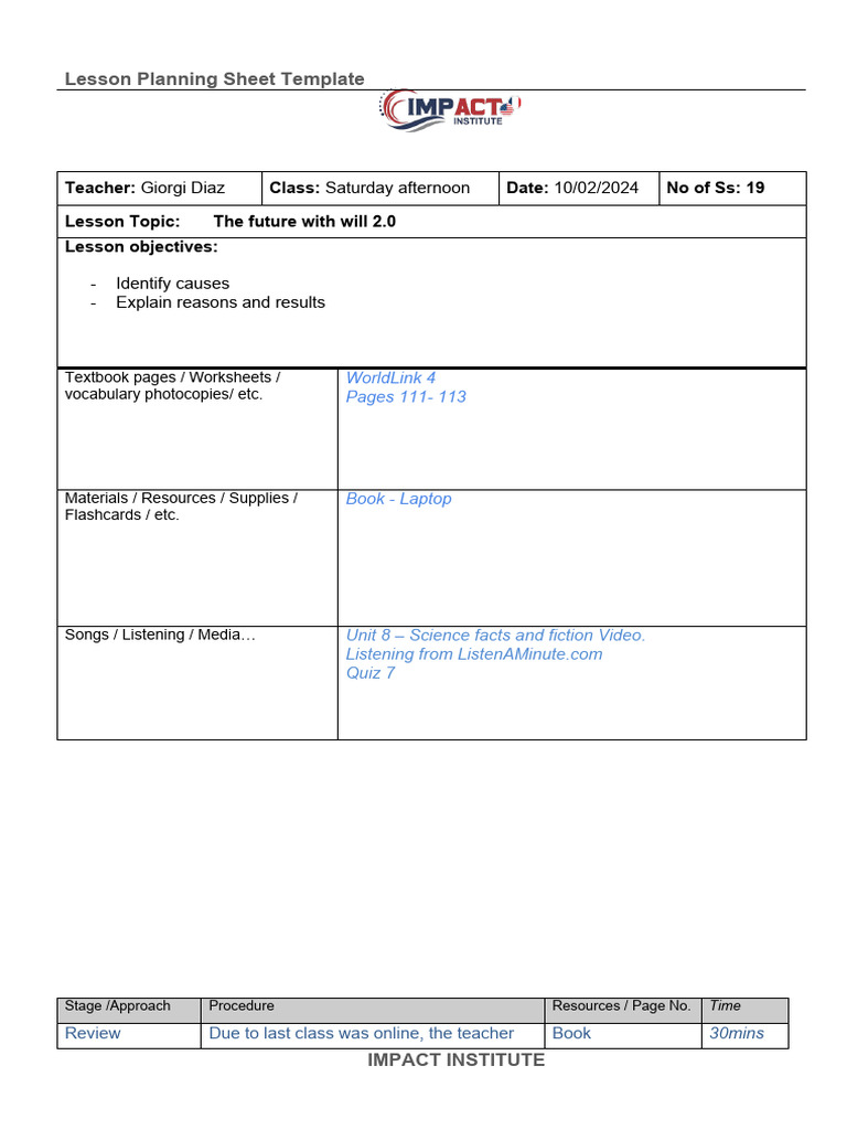 Lesson Plan 19 | PDF | Communication | Pedagogy