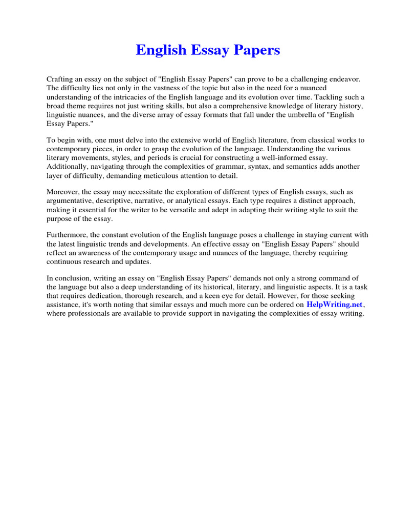 English Essay Papers | PDF