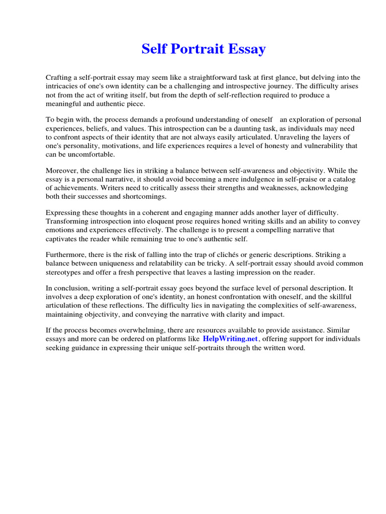 Self Portrait Essay | Download Free PDF | Essays | Narrative