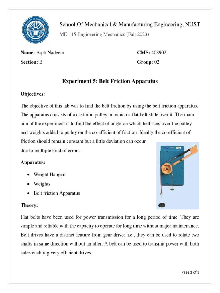 Lab 5 | PDF | Belt (Mechanical) | Applied And Interdisciplinary Physics