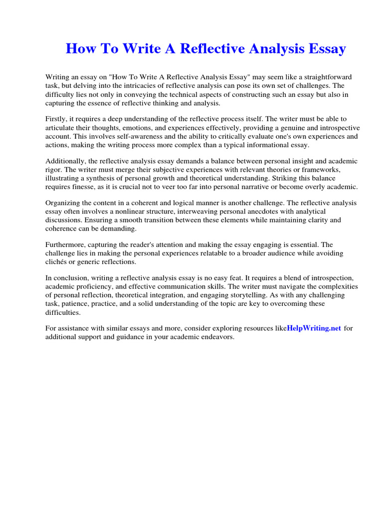 How to Write a Reflective Analysis Essay | PDF | Sociology | Essays