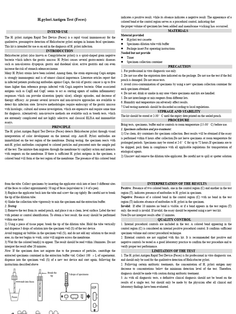 Inserto H Pylori Antigeno Ingles | PDF | Gastroenterology | Microbiology