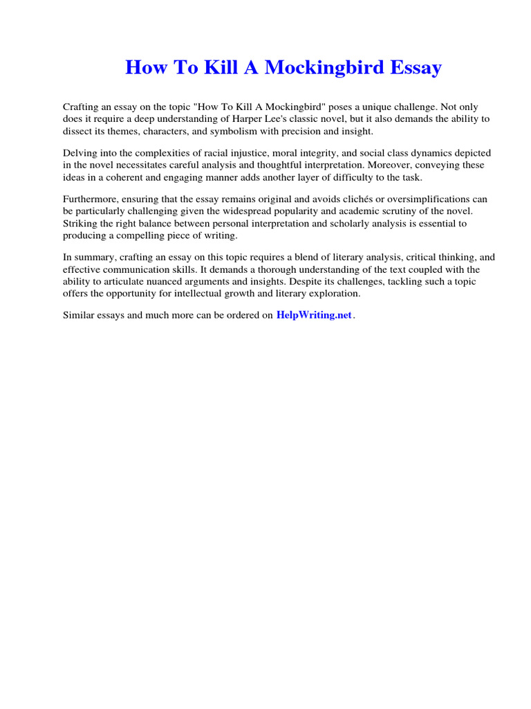 How To Kill A Mockingbird Essay | PDF | Cryptography | Encryption