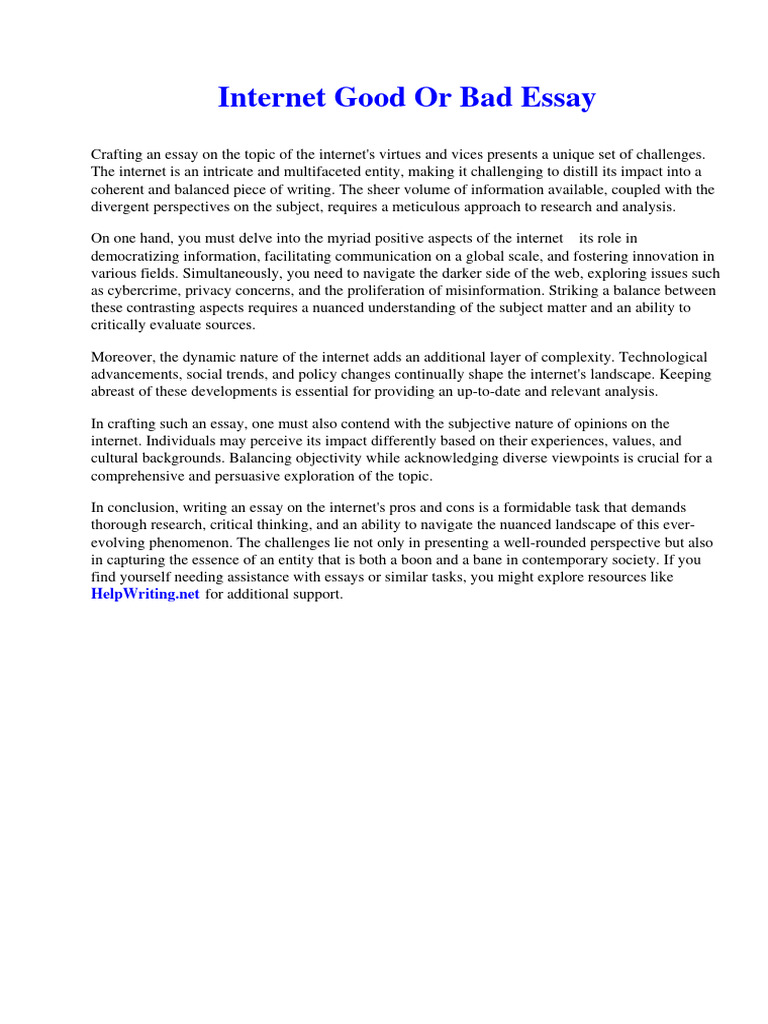 Internet Good or Bad Essay | PDF | Apple Inc. | Mobile Phones