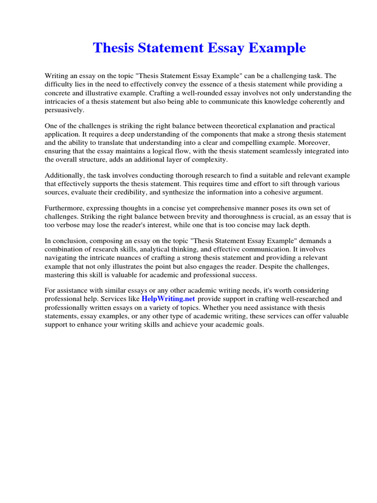 Thesis Statement Essay Example | PDF | Essays | Cognition