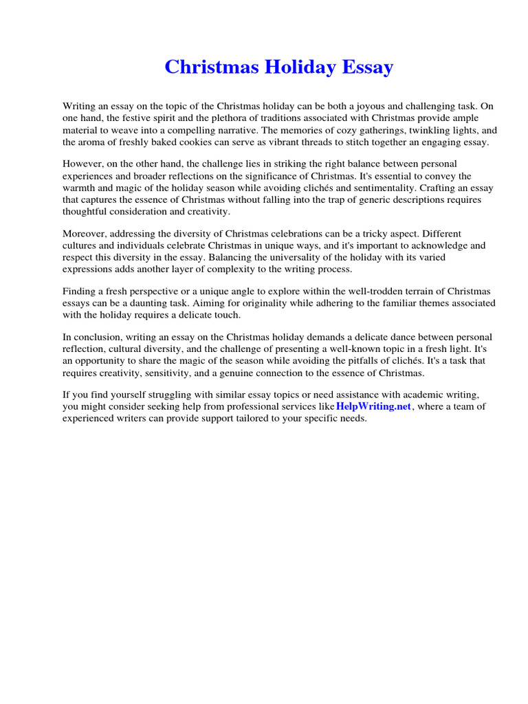 Christmas Holiday Essay | PDF | Society