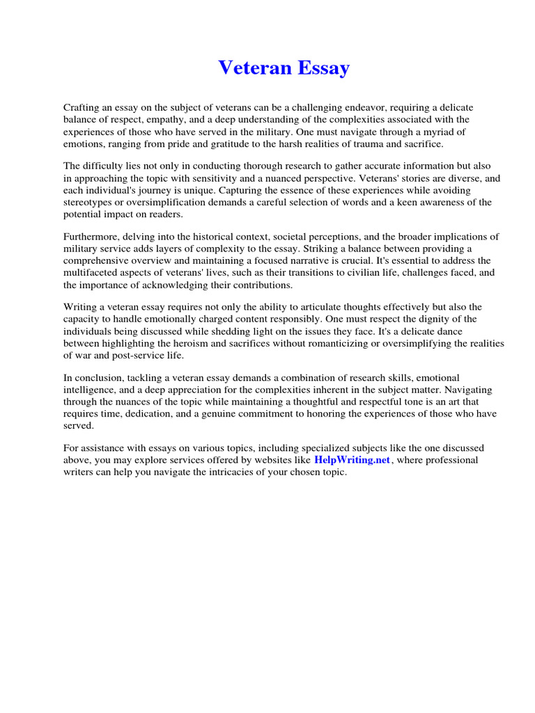 Veteran Essay | PDF | Essays