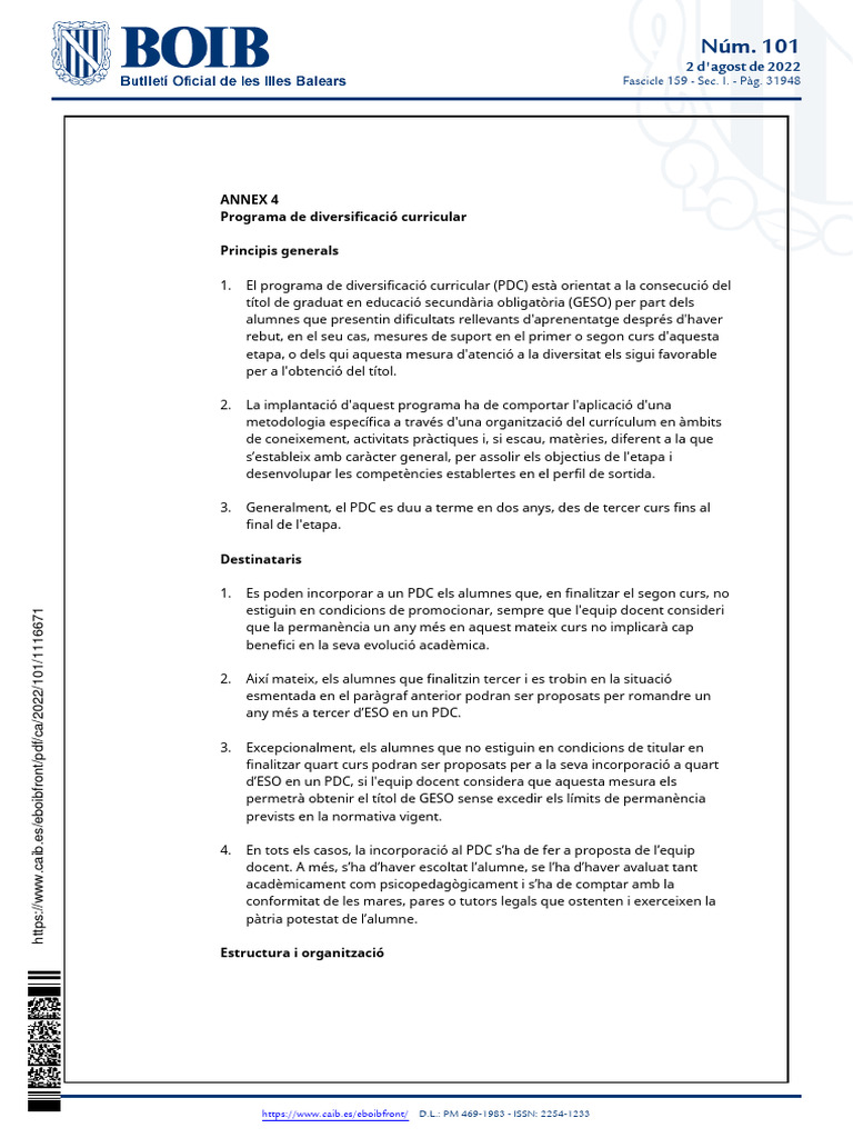 DECRET ESO Annex 4 PDC | PDF