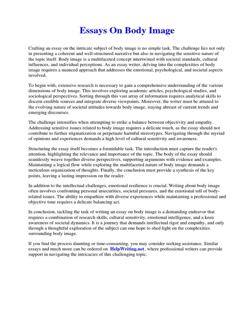 Essays On Body Image | PDF | Human Feces | Clinical Medicine