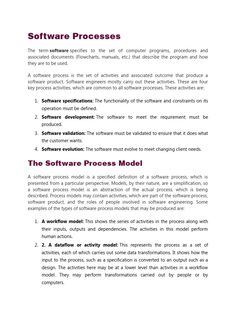 Software Processes: The Software Process Model | PDF | Business Process | Software Development ...