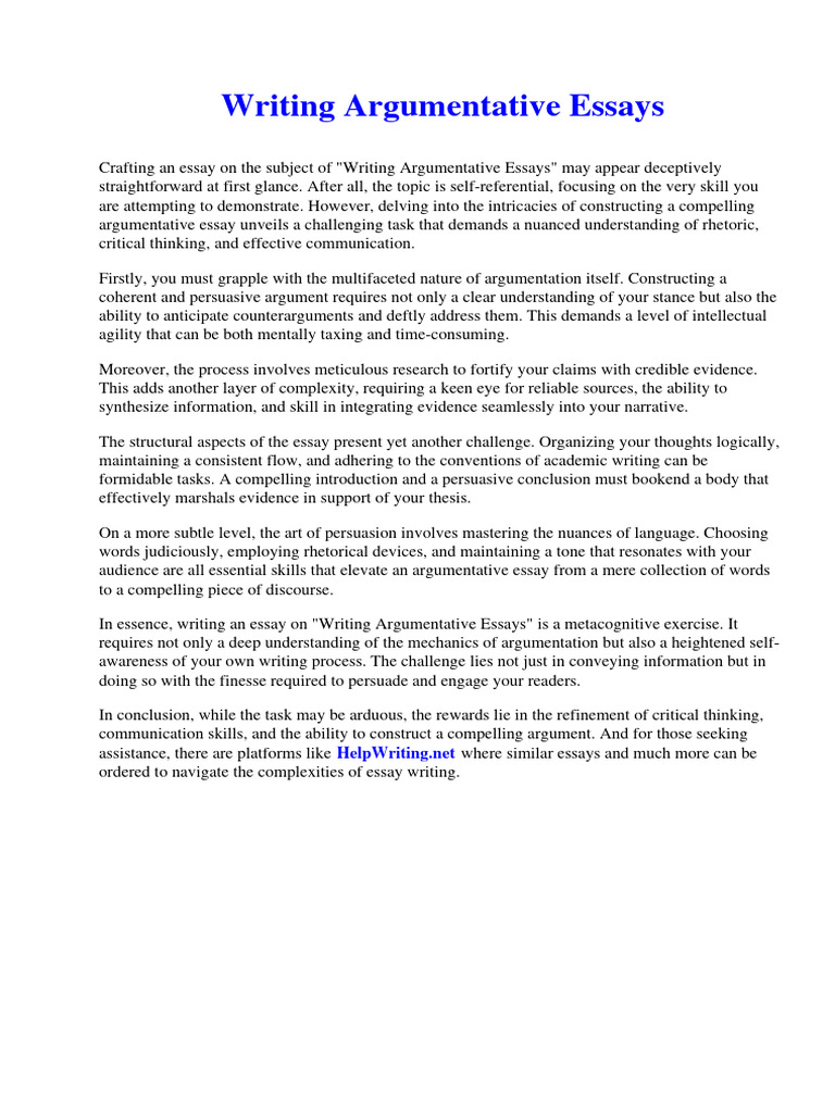 Writing Argumentative Essays | PDF | Essays