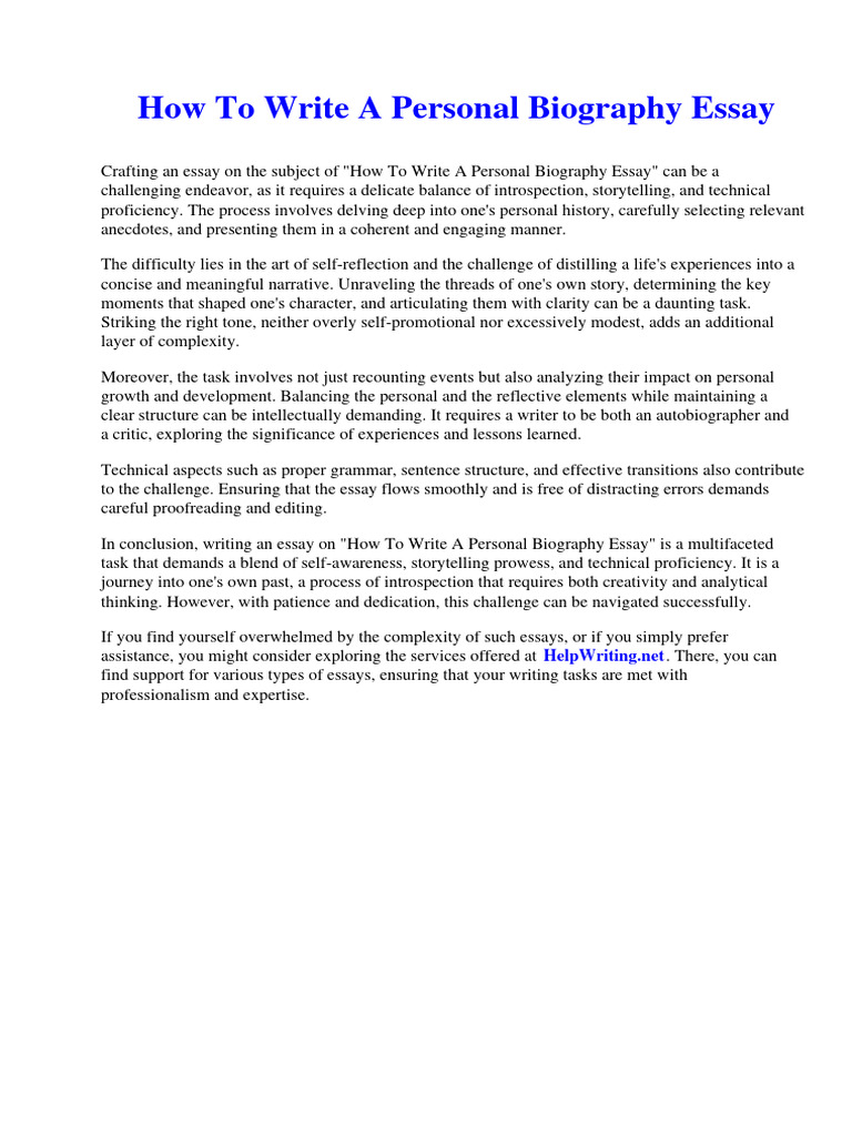 How to Write a Personal Biography Essay | PDF | Column