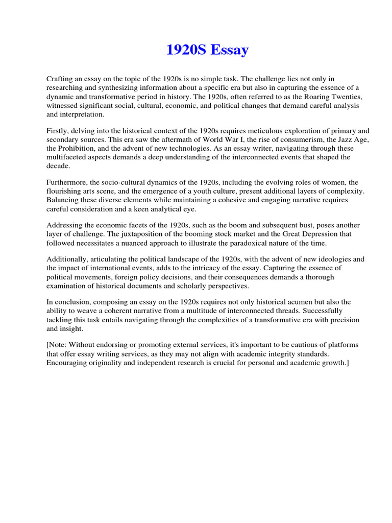 1920S Essay | PDF | Marie Curie | Essays