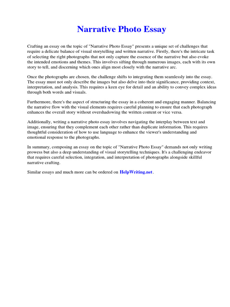 Narrative Photo Essay | PDF | Narrative | Essays