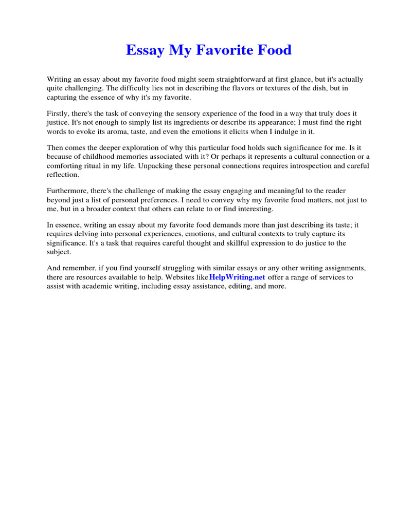 Essay My Favorite Food | PDF