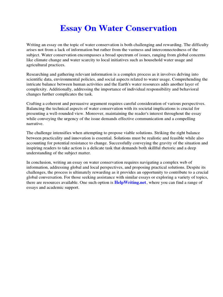 Water Conservation Essay Guide | PDF