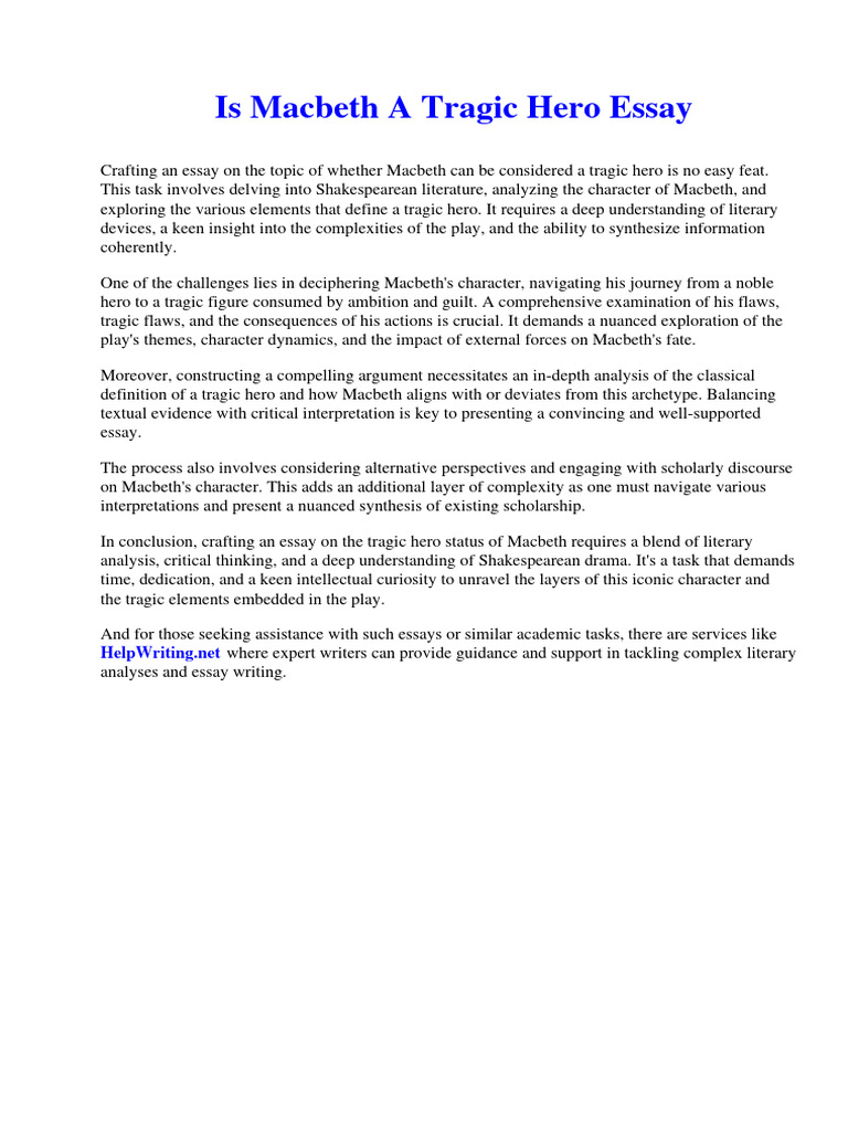 Is Macbeth A Tragic Hero Essay | PDF