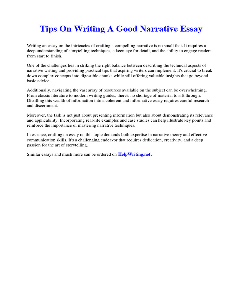 Tips On Writing A Good Narrative Essay | PDF