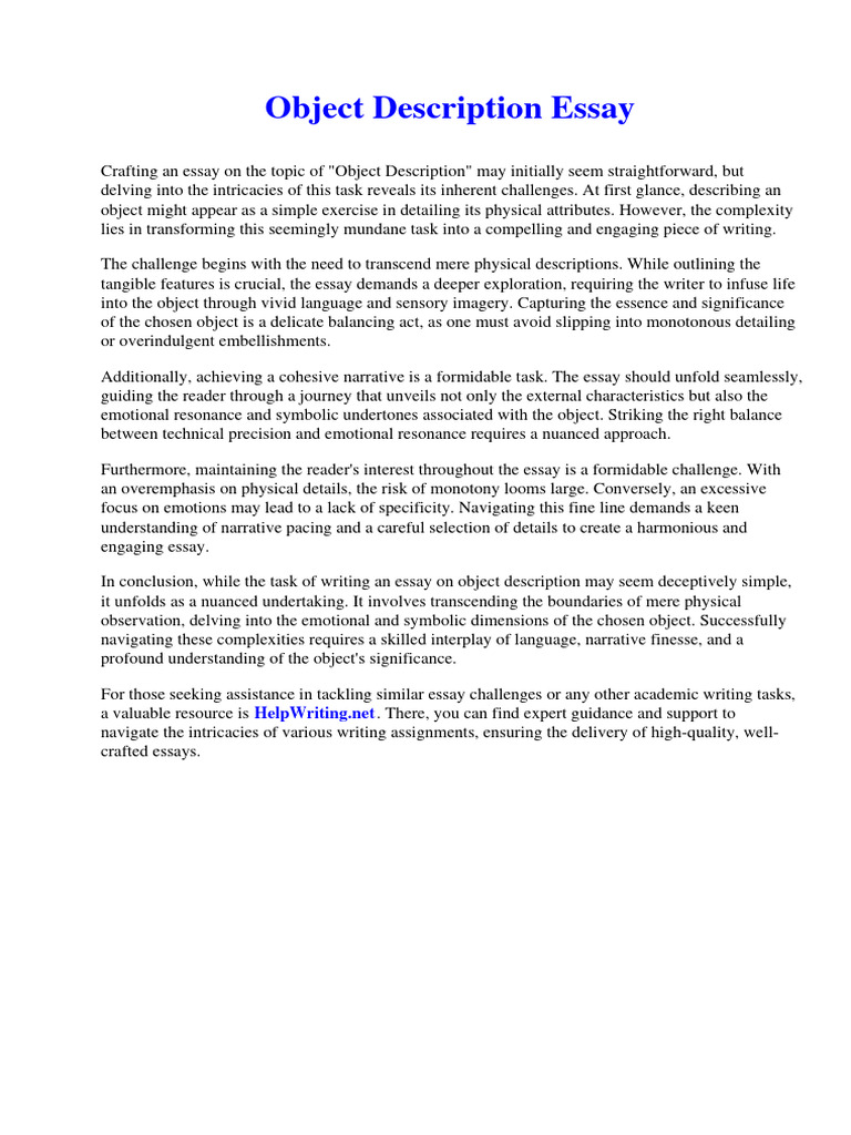 Object Description Essay | PDF | Vaccines | Breast Cancer