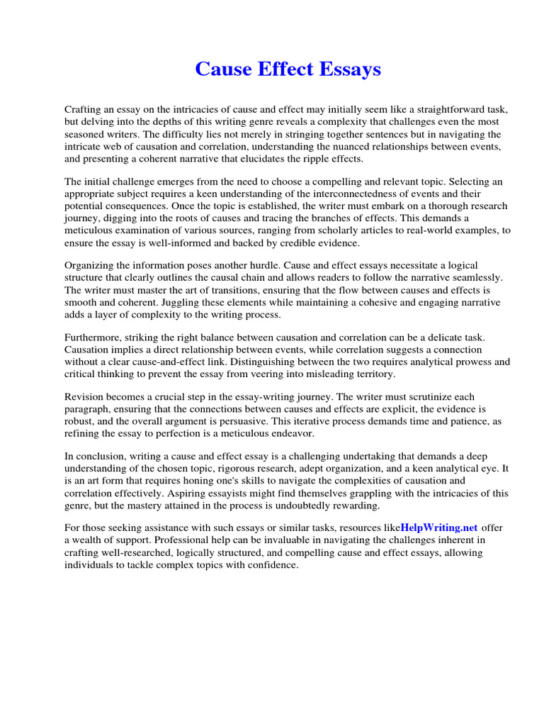 Cause Effect Essays Pdf Causality Essays